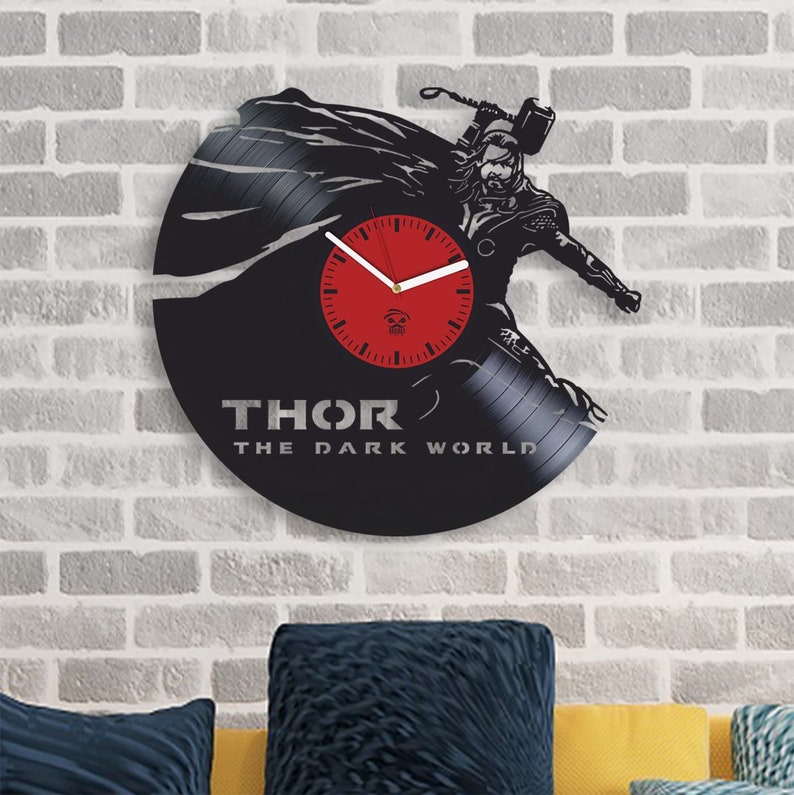Thor Vinyl Record Laser Cut Wall Clock Marvels Artwork Modern - Etsy