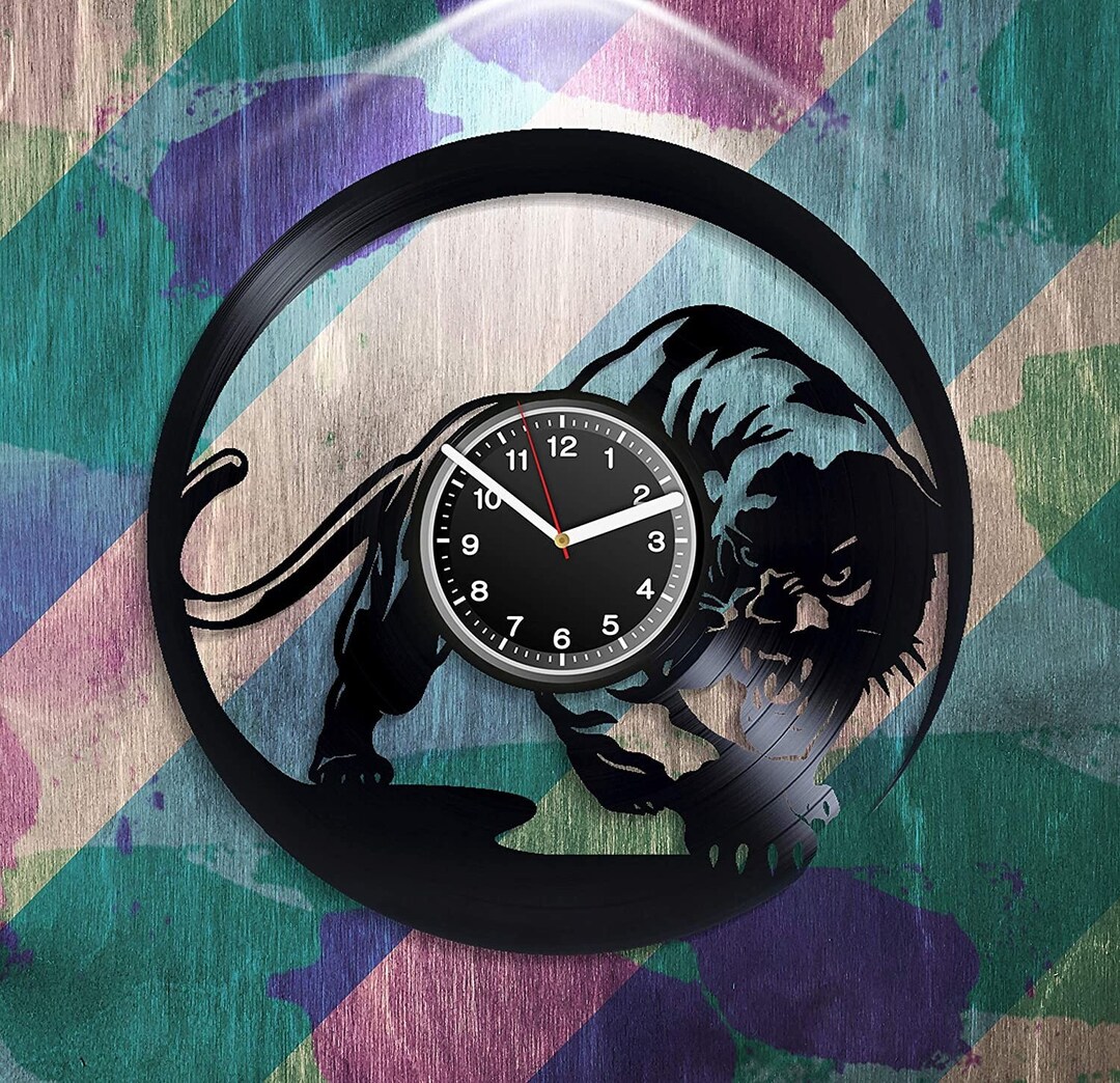 Black Panther Vinyl Record Handmede Wall Clock Big Cat Decor Panther ...