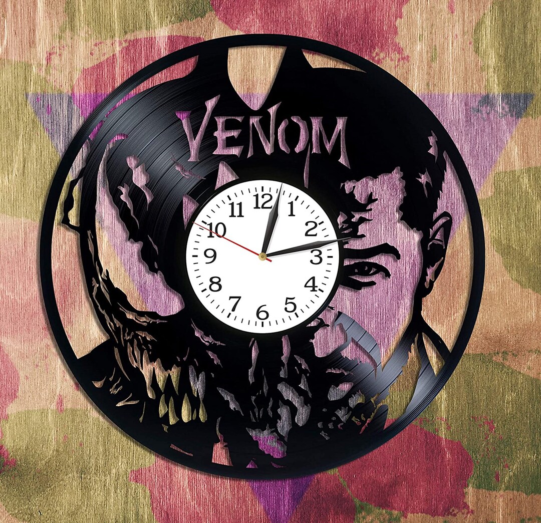 Venom Vinyl Record Round Wall Clock Marvel Comics Art Men Room Wall ...