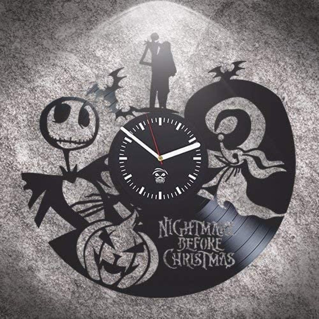Nightmare Before Christmas Vinyl Record Wall Clock Laser Cut Wall Decor ...