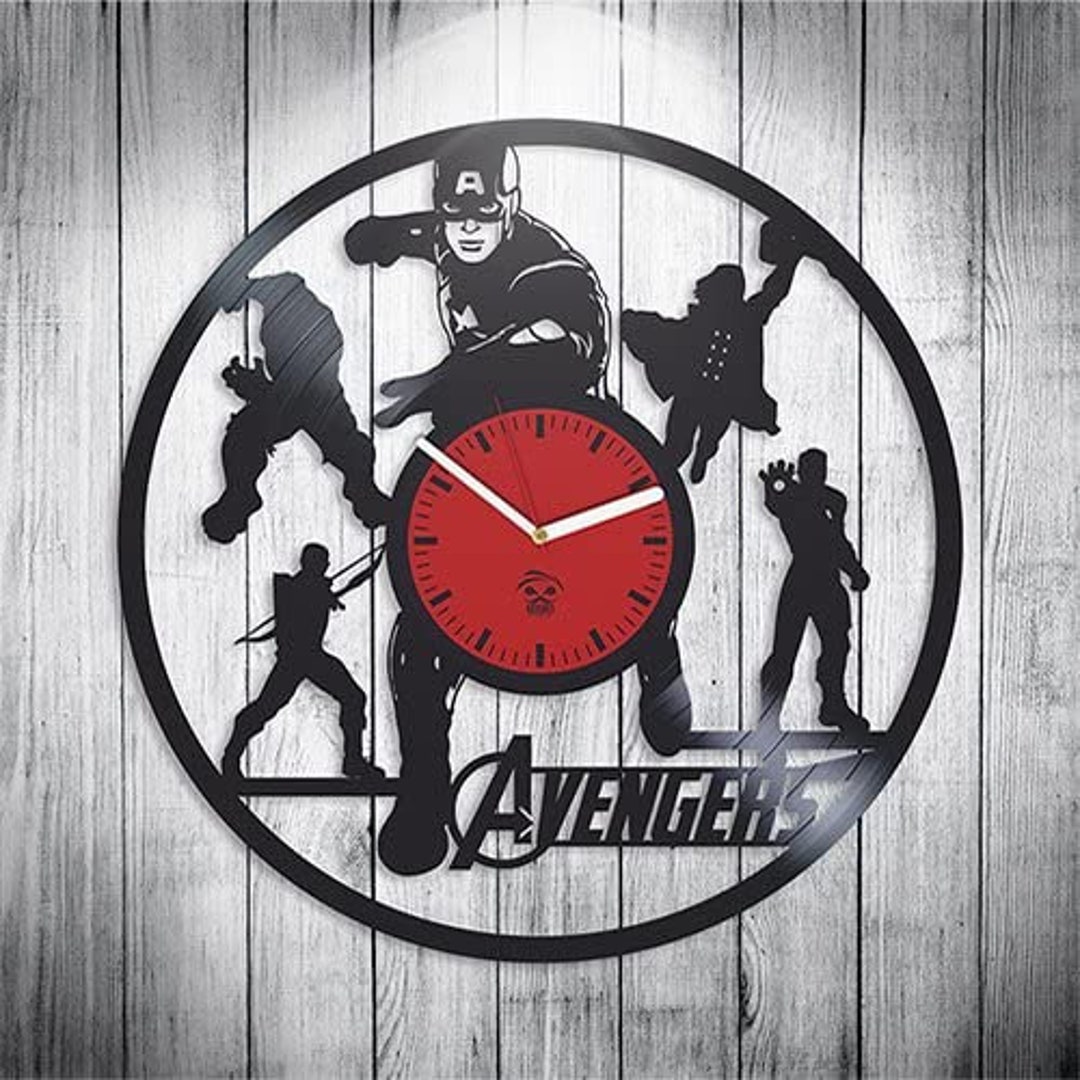 Avengers Vinyl Record Laser Cut Wall Clock Marvel Comics Artwork Unique ...
