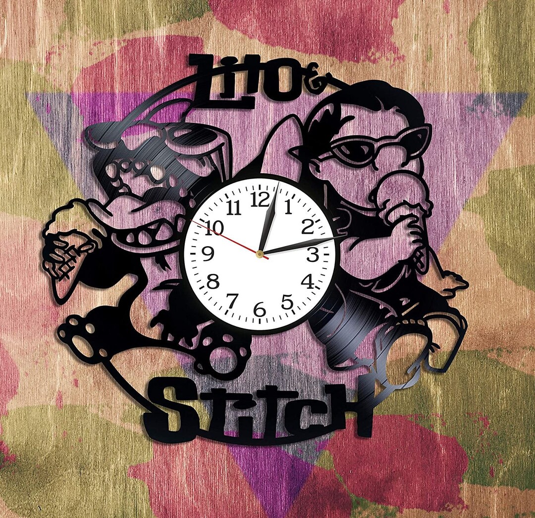 Lilo and Stitch Vinyl Record Cartoon Wall Clock Lilo and Stitch Artwork ...