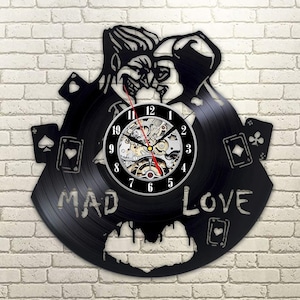 DC Comics Vinyl Record Large Wall Clock DC Comics Art Joker and Harley ...
