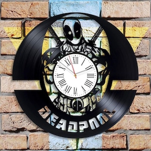Deadpool Superhero Vinyl Record Laser Cut Clock Comics Books Wall Decor ...