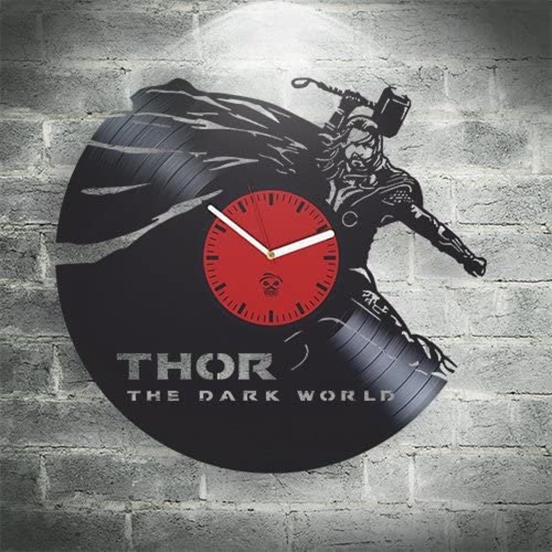 Thor Vinyl Record Laser Cut Wall Clock Marvels Artwork Modern Decor for ...
