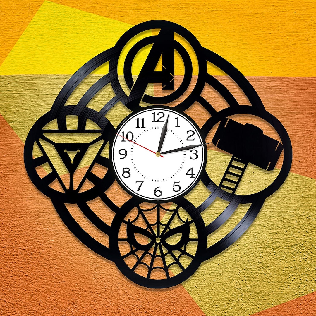 Avengers Logo Vinyl Record Silent Clock Marvel Room Decor Wall Art for ...