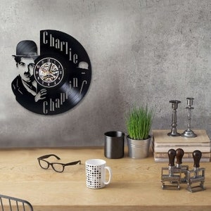 Charlie Chaplin Vintage Vinyl Record Clock Retro Wall Art Living Room ...