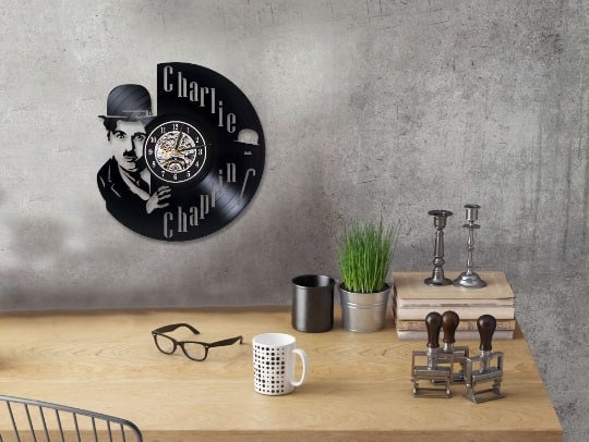 Charlie Chaplin Vintage Vinyl Record Clock Retro Wall Art Living Room ...
