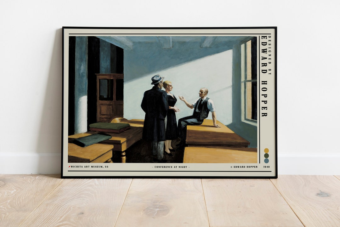 Edward Hopper Conference at Night 1949 Poster Exhibition Poster Vintage ...