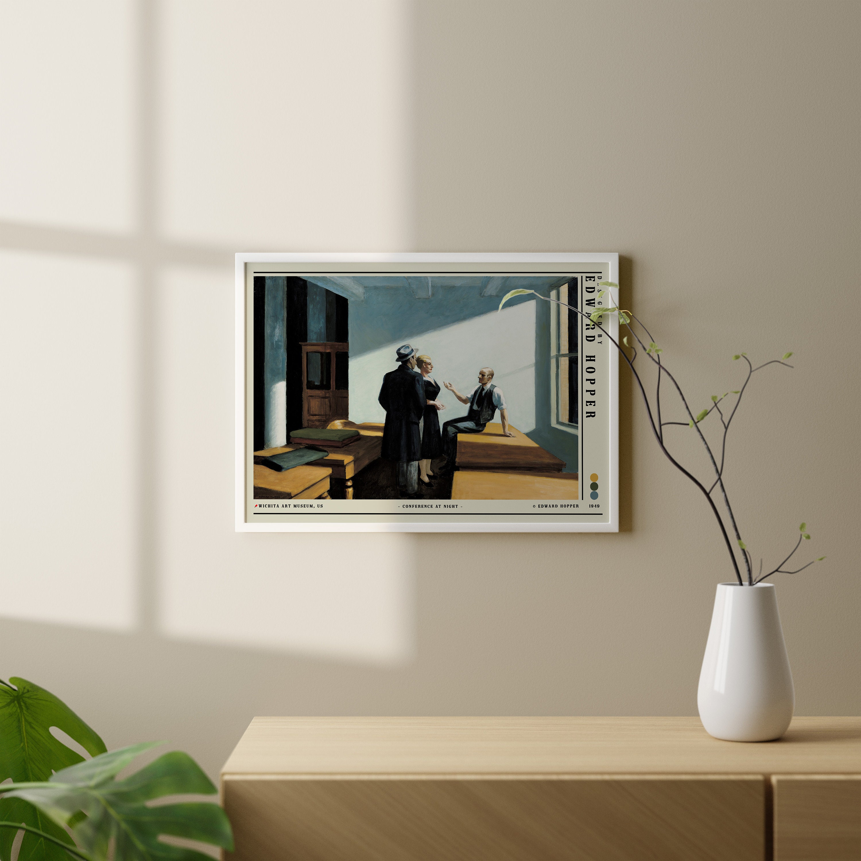 Edward Hopper Conference at Night 1949 Poster Exhibition Poster Vintage ...