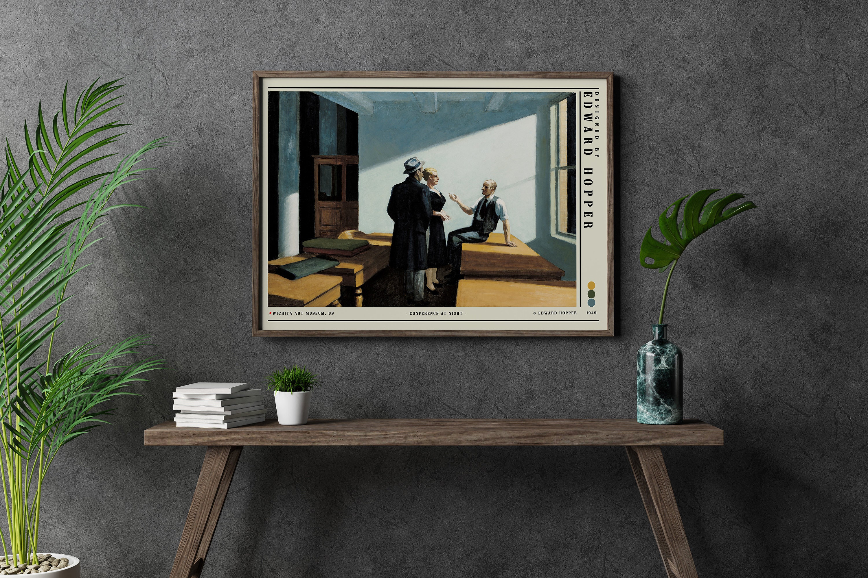 Edward Hopper Conference at Night 1949 Poster Exhibition Poster Vintage ...