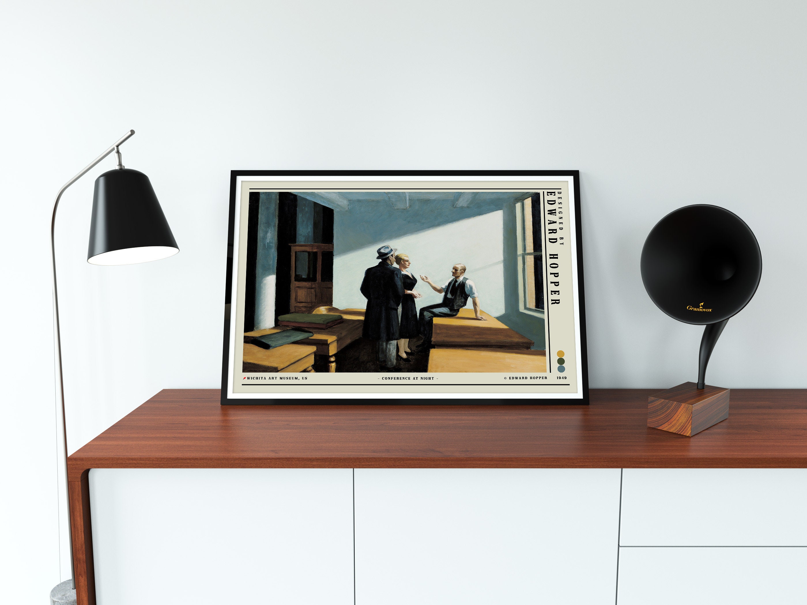 Edward Hopper Conference at Night 1949 Poster Exhibition Poster Vintage ...