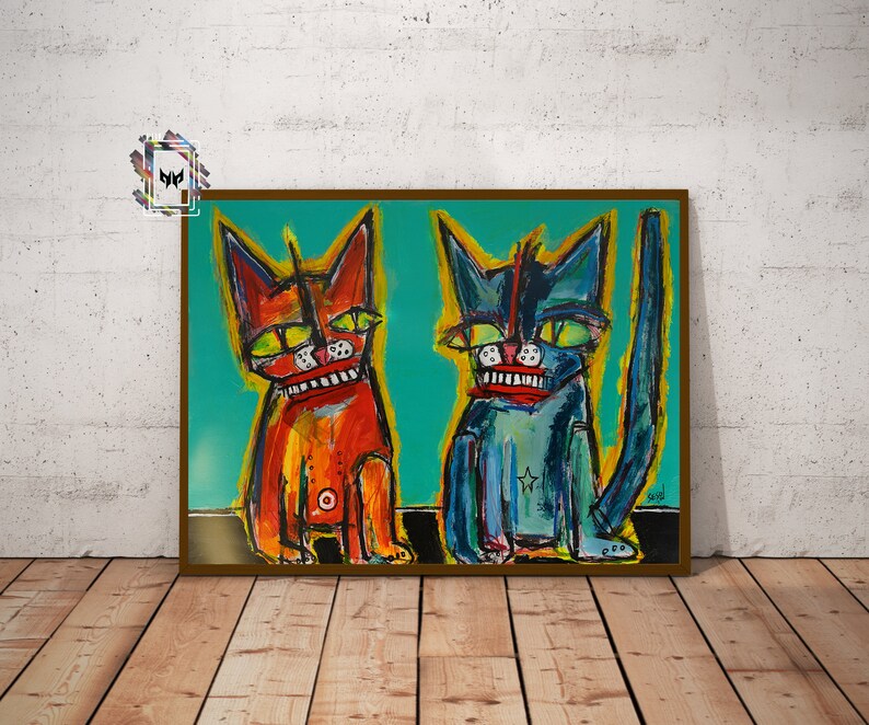 Jean Michel Basquiat Basquiat Print the Cat street Art - Etsy