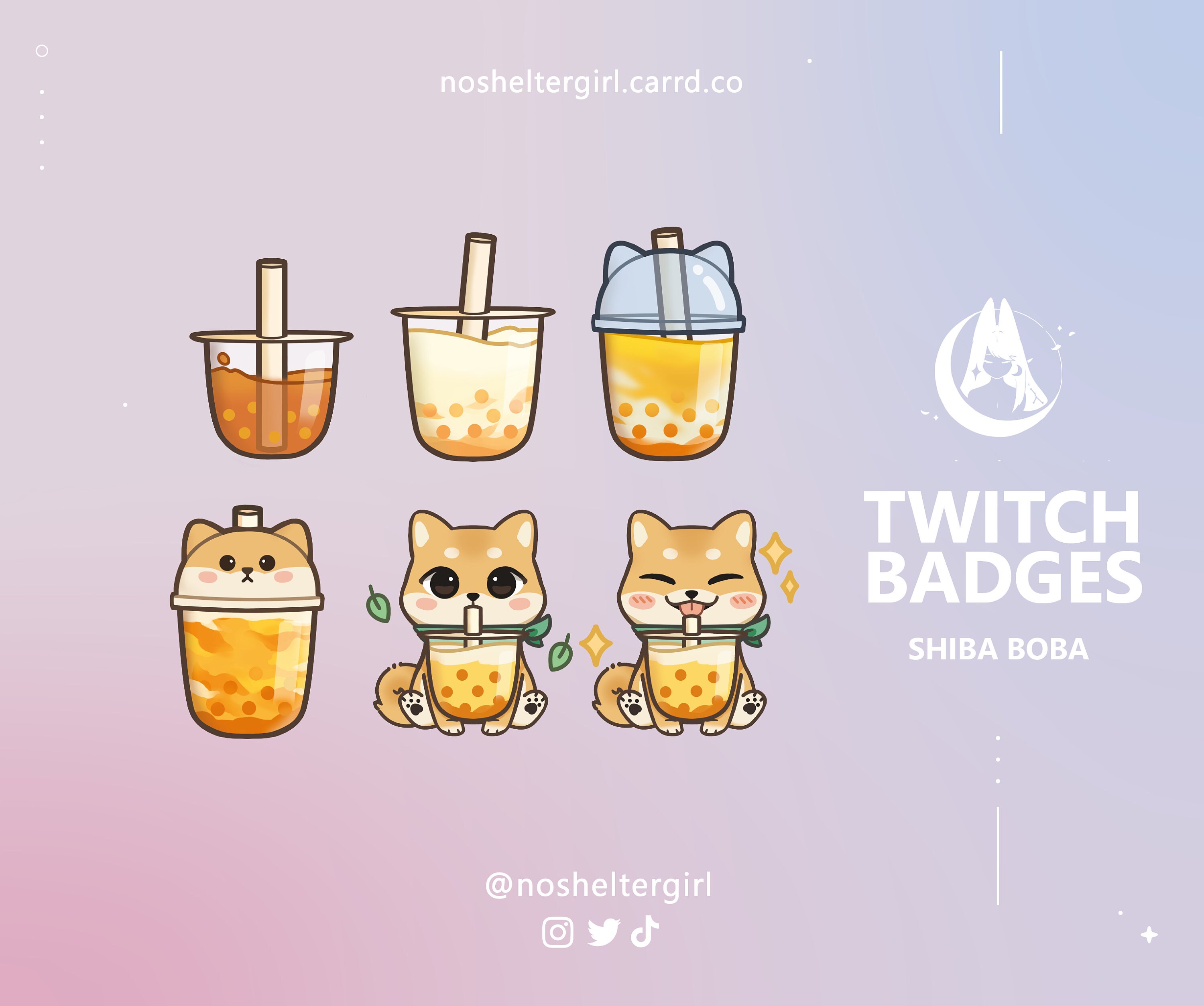 Shiba Inu Boba Sub & Bits Twitch Badges / Mango / Fruit Tea / Dog ...