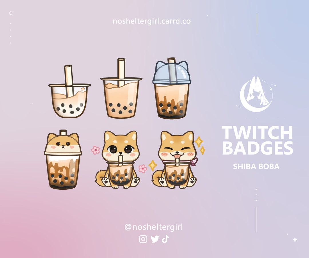 Shiba Inu Boba Sub & Bits Twitch Badges / Milk Tea / Caramel / Dog ...