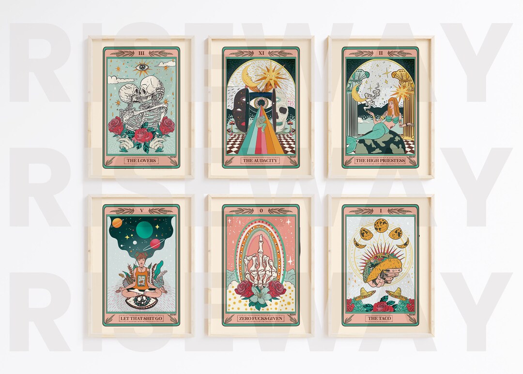 Tarot Card Print Poster Set the Lovers Wall Art High - Etsy