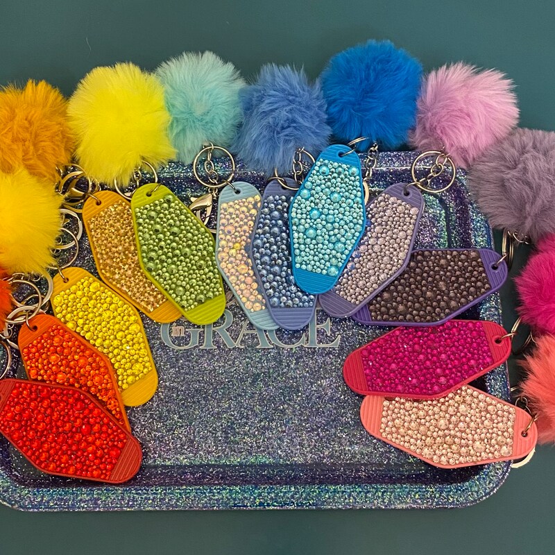 Rhinestone Keychain - Etsy