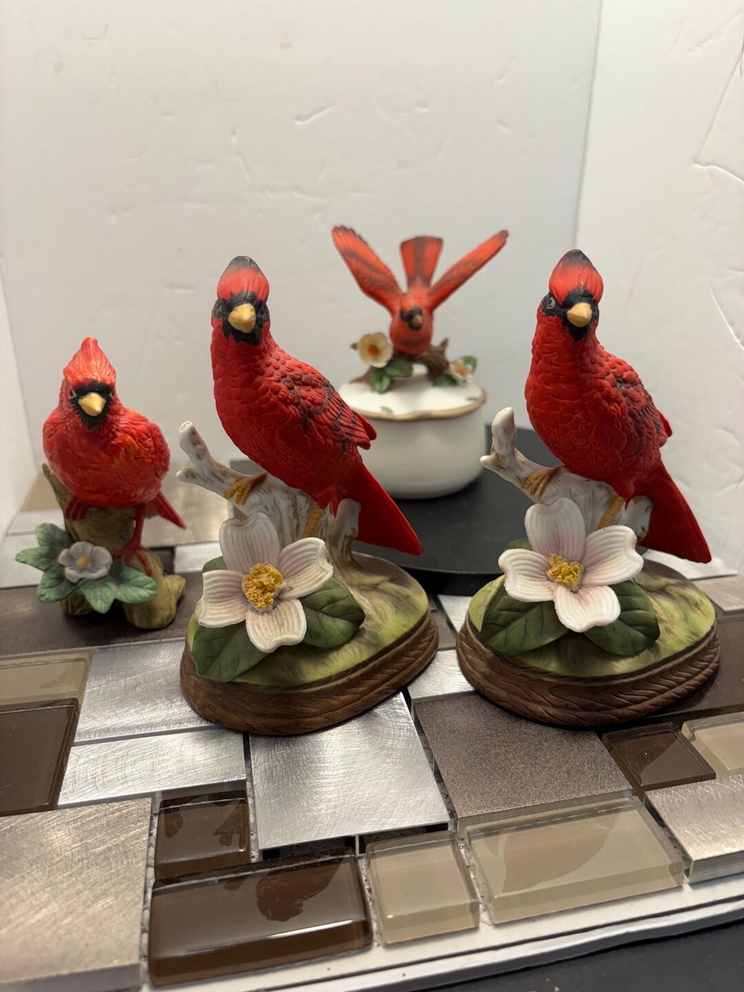 Vintage Lot of 4 Cardinal Bird Figurines and Trinket - Etsy