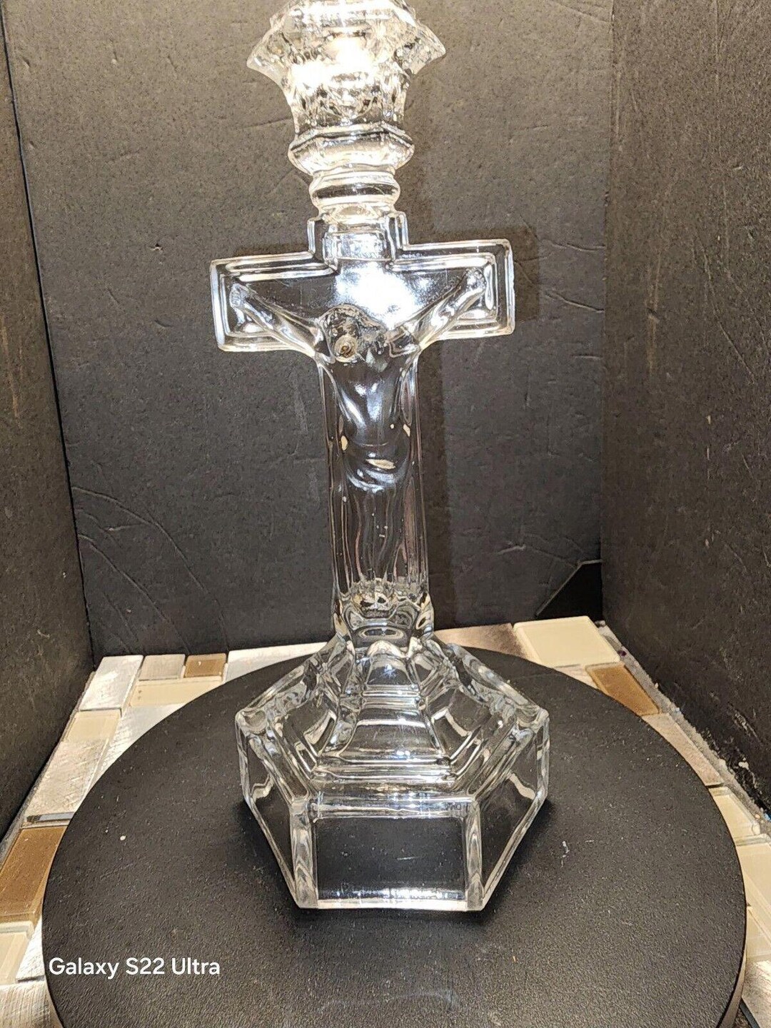 Nice Glass Crucifix Candlestick, Candle Holder (CU 421) Chalice Co. - Etsy