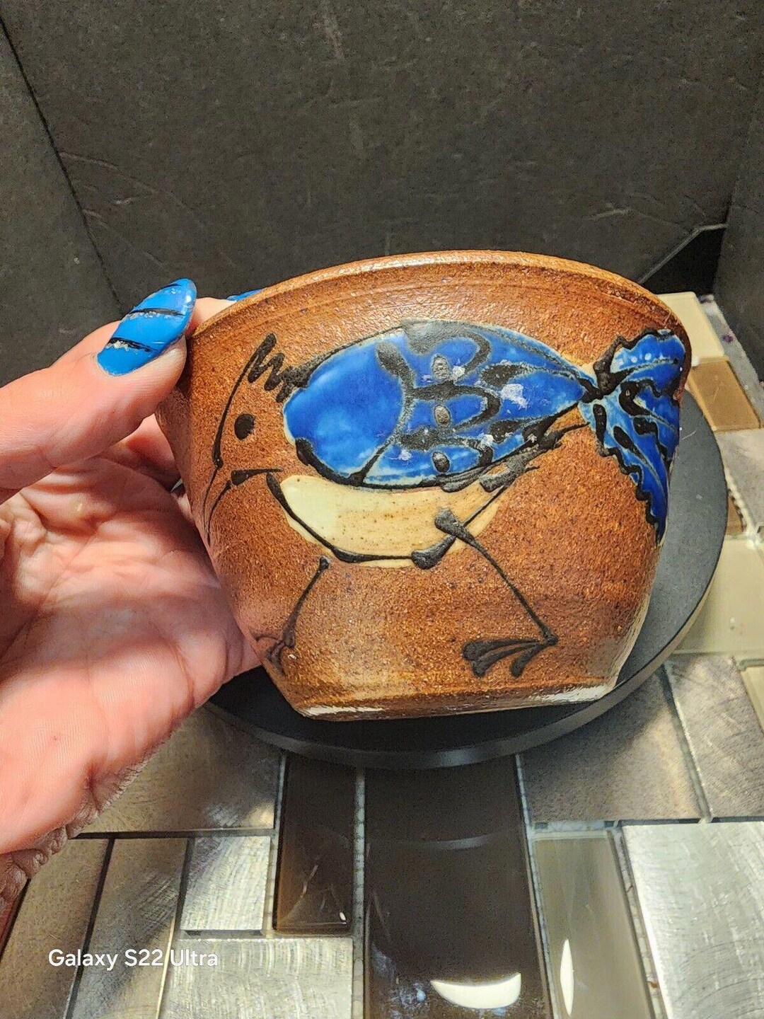 Front Avenue Pottry Blue Bird Leaf Bowl,trinkit, Decor - Etsy