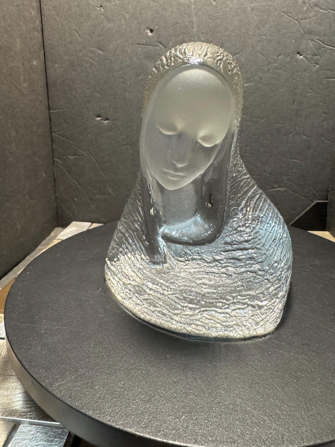 Viking Glass Virgin Mary Bust Sculpture Clear With Satin Finish Vintage ...