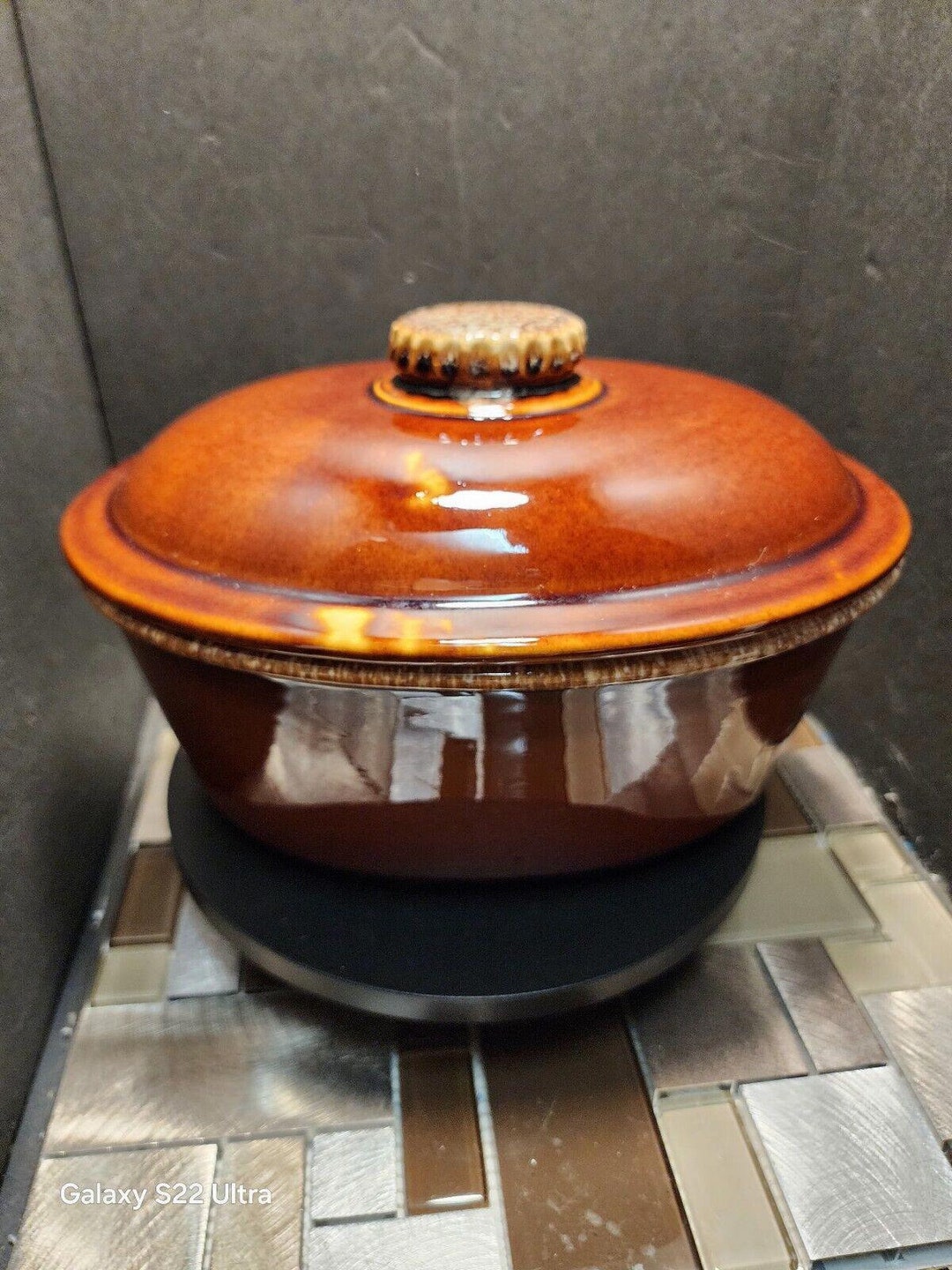 Hull Pottery Brown Drip Oval Vegetable Dish W/lid 10" X 7.5" Oven Proof ...