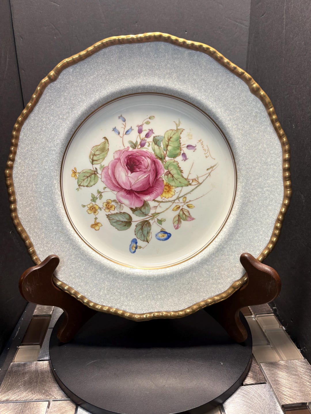 Royal Doulton Curnock Rose Floral Gold Trim Plate - Etsy