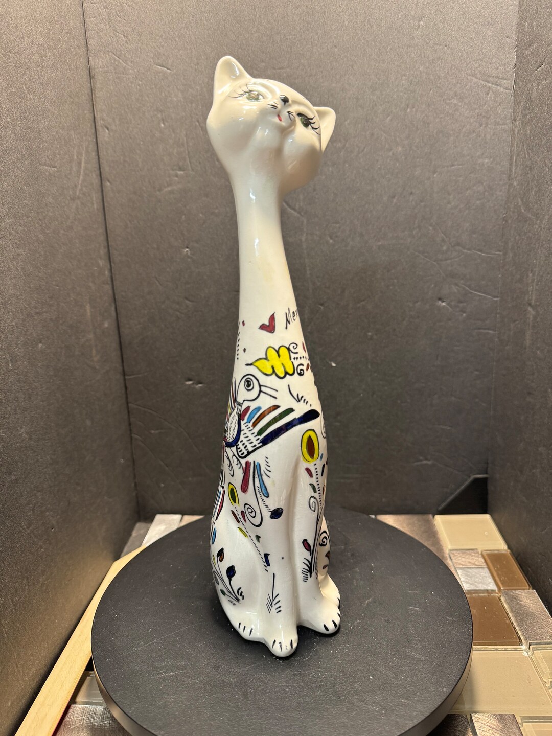 Vintage Mexico Long Neck Cat Figurine - Etsy