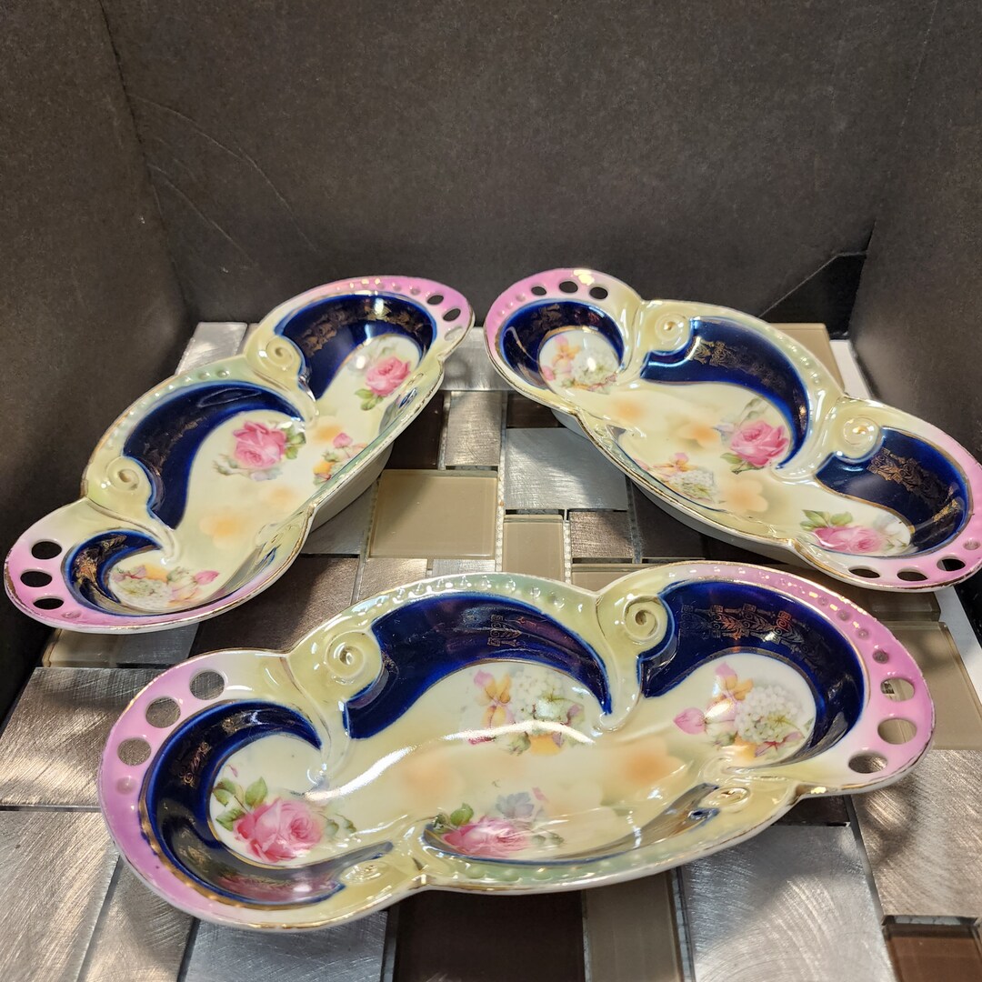 Set of 3 IPF Germany 101 Hand Painted Bone/celery Dish - Etsy