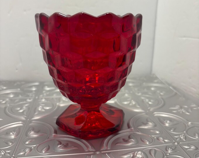 Vintage Fostoria Ruby Red Cubist Vessel - Etsy