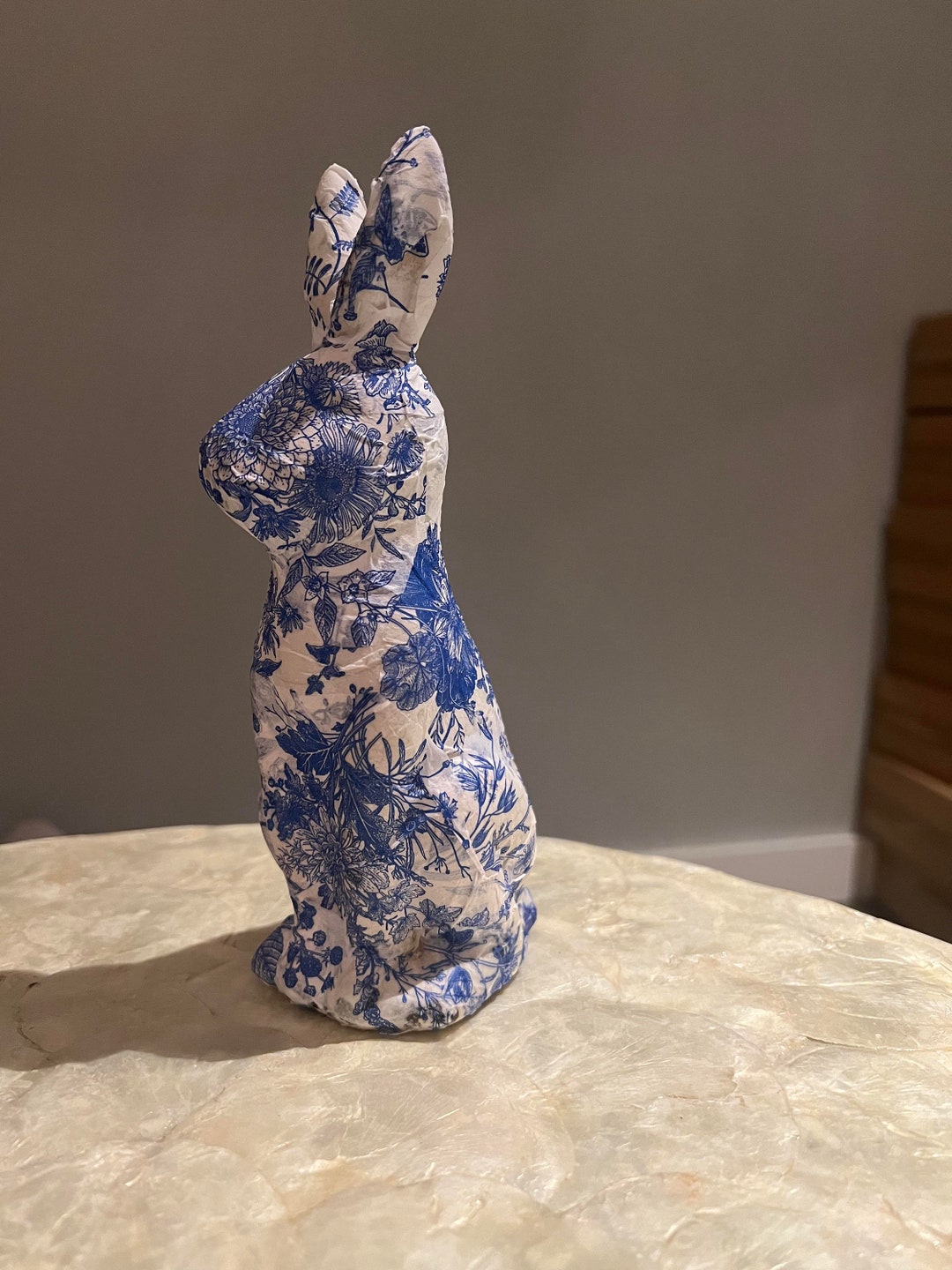 Decoupaged Rabbit Figurine - Etsy