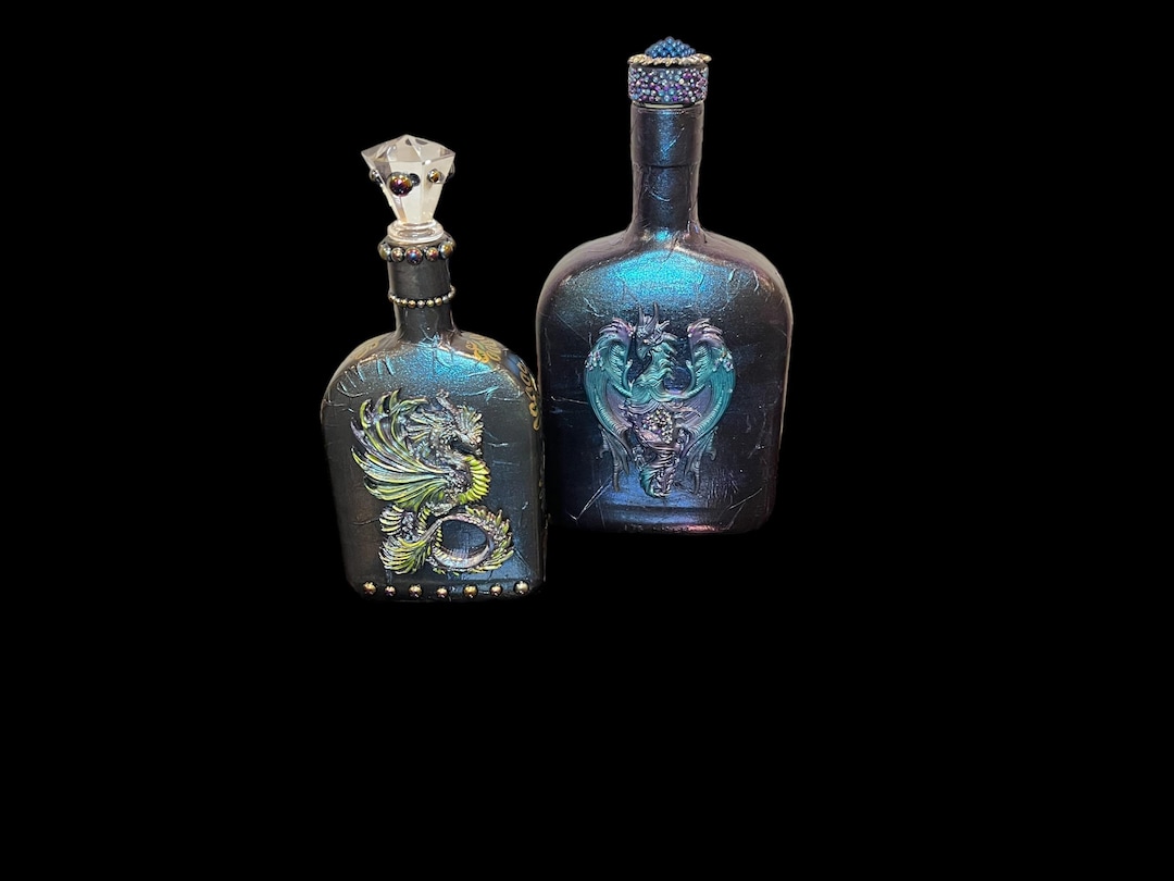 Dragon Bar Bottles/ Bottle Decor/ Bar Accesories - Etsy