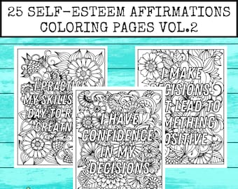 25 Self-esteem Affirmation Coloring Pages Volume 1, Inspirational ...
