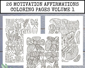 26 Motivation Affirmations Coloring Pages Volume 2 - Etsy