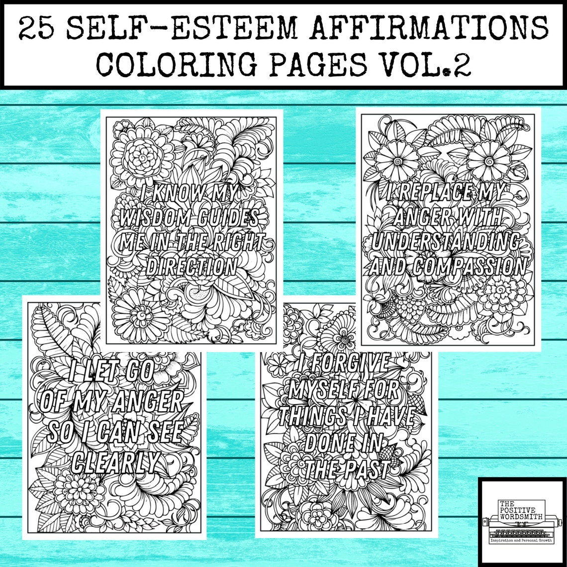 25 Self-esteem Affirmation Coloring Pages Volume 2, Inspirational ...