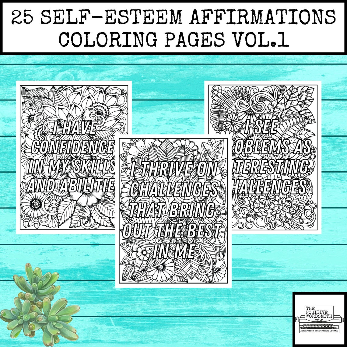 25 Self-esteem Affirmation Coloring Pages Volume 1, Inspirational ...