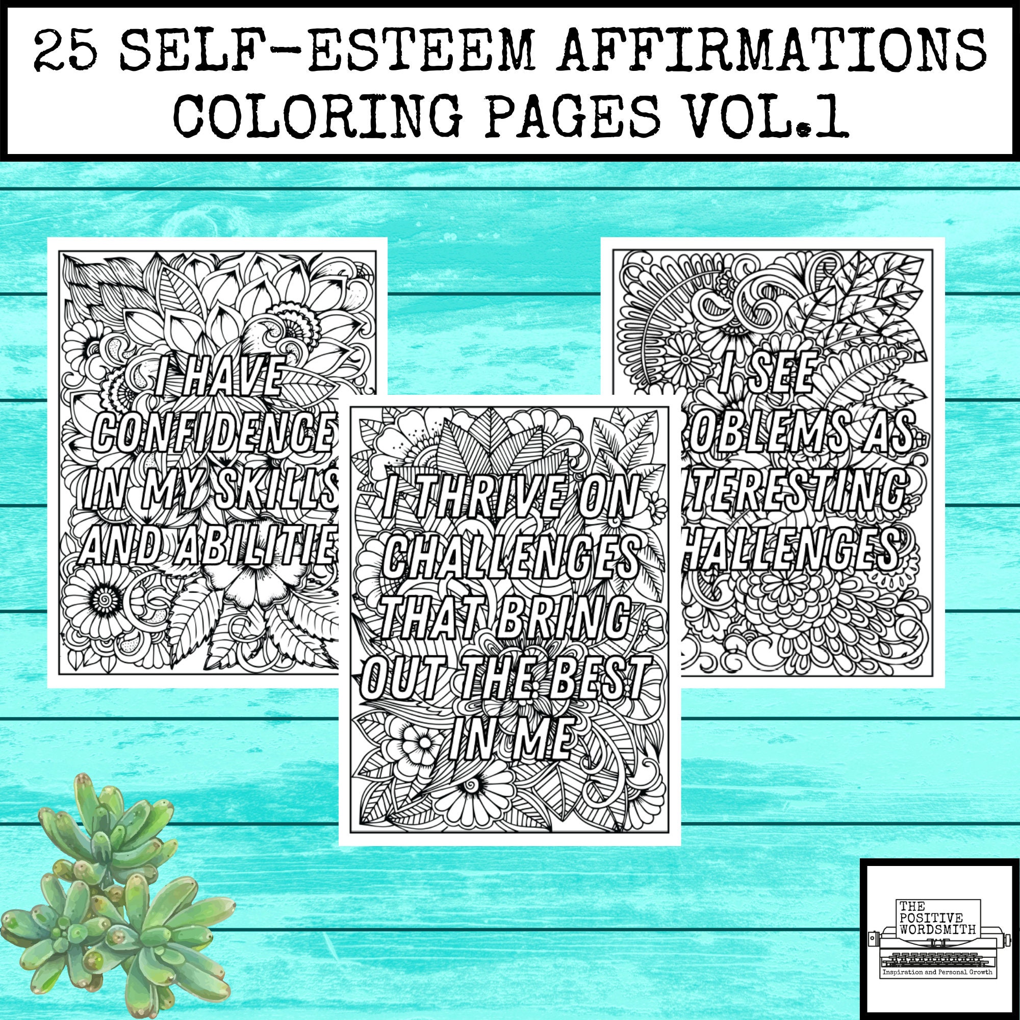 25 Self-esteem Affirmation Coloring Pages Volume 1, Inspirational ...