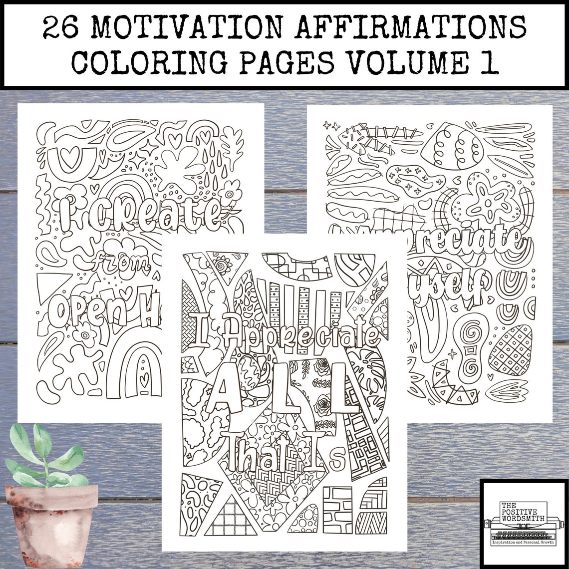 26 Motivation Affirmations Coloring Pages Volume 1, Inspirational ...