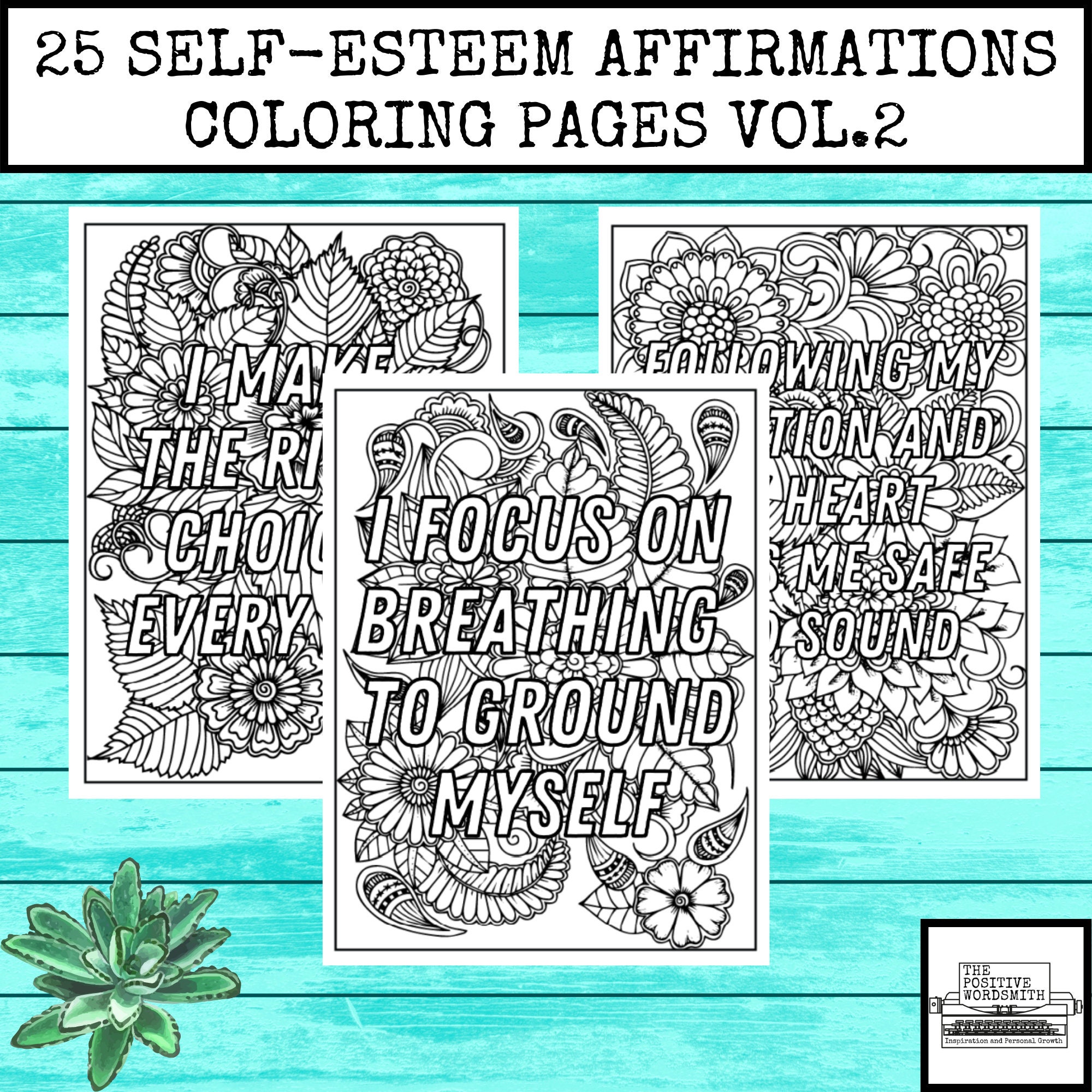 25 Self-esteem Affirmation Coloring Pages Volume 2, Inspirational ...