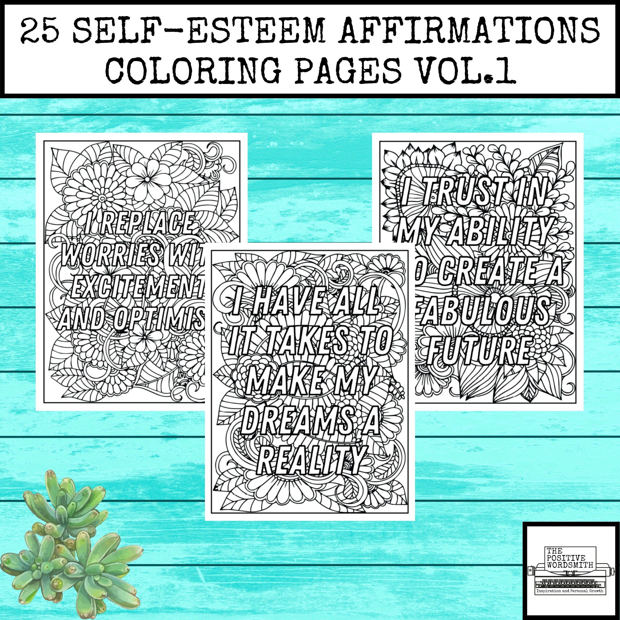25 Self-esteem Affirmation Coloring Pages Volume 1, Inspirational ...