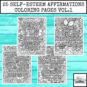 25 Self-esteem Affirmation Coloring Pages Volume 1, Inspirational ...