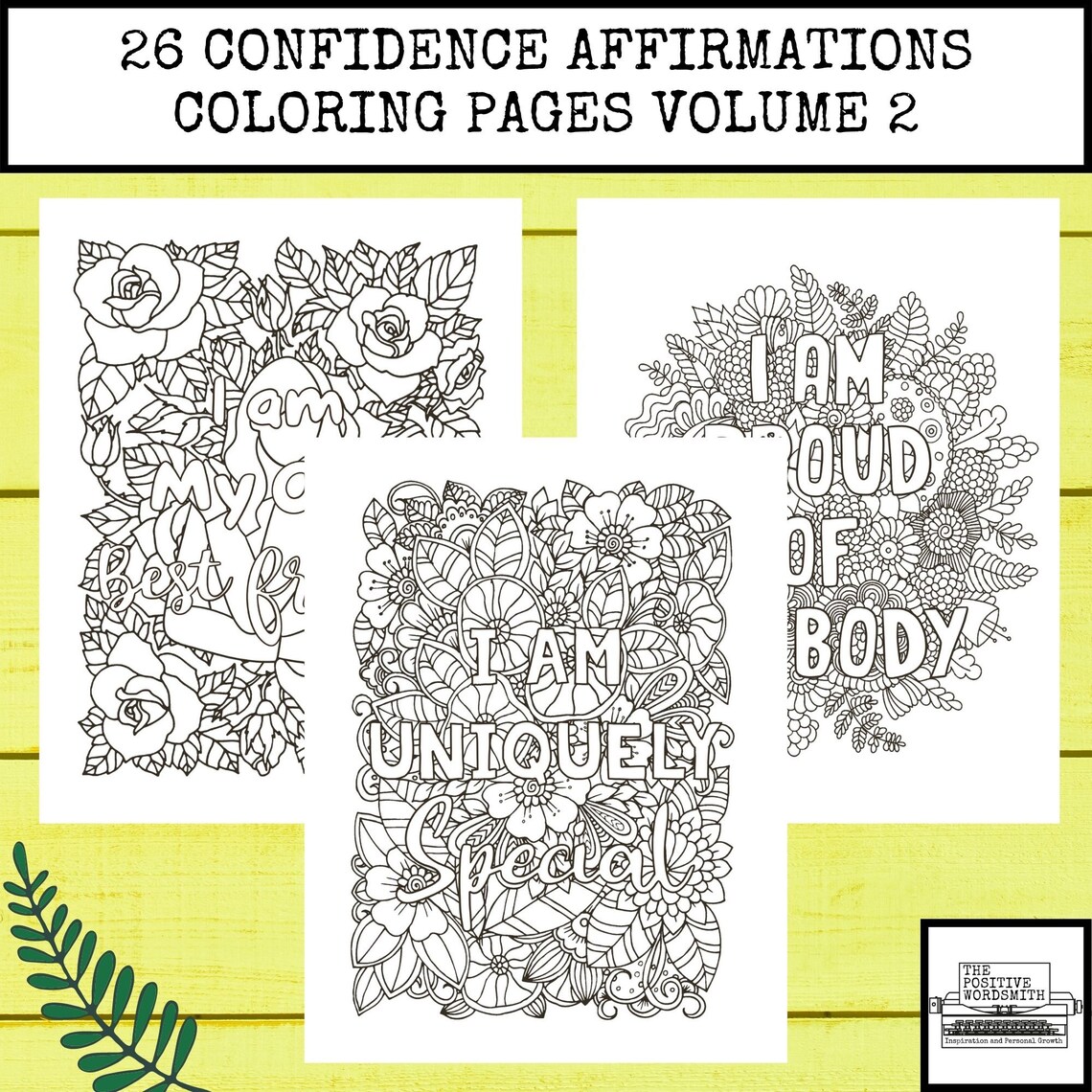 26 Confidence Affirmations Coloring Pages Volume 2, Inspirational ...