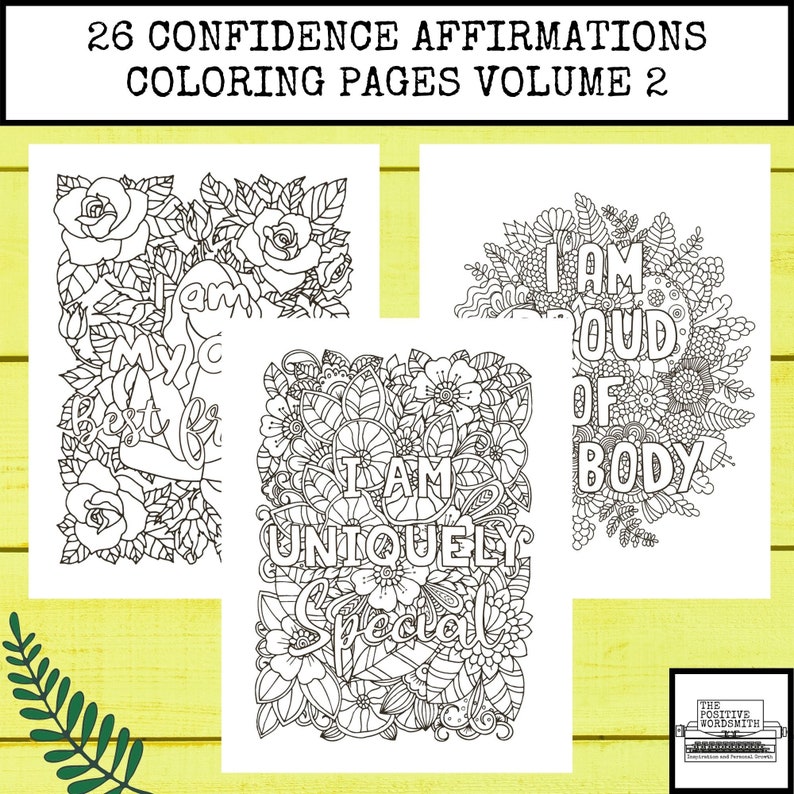 26 Confidence Affirmations Coloring Pages Volume 2, Inspirational ...