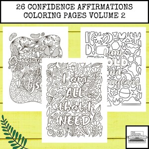 26 Confidence Affirmations Coloring Pages Volume 2, Inspirational ...
