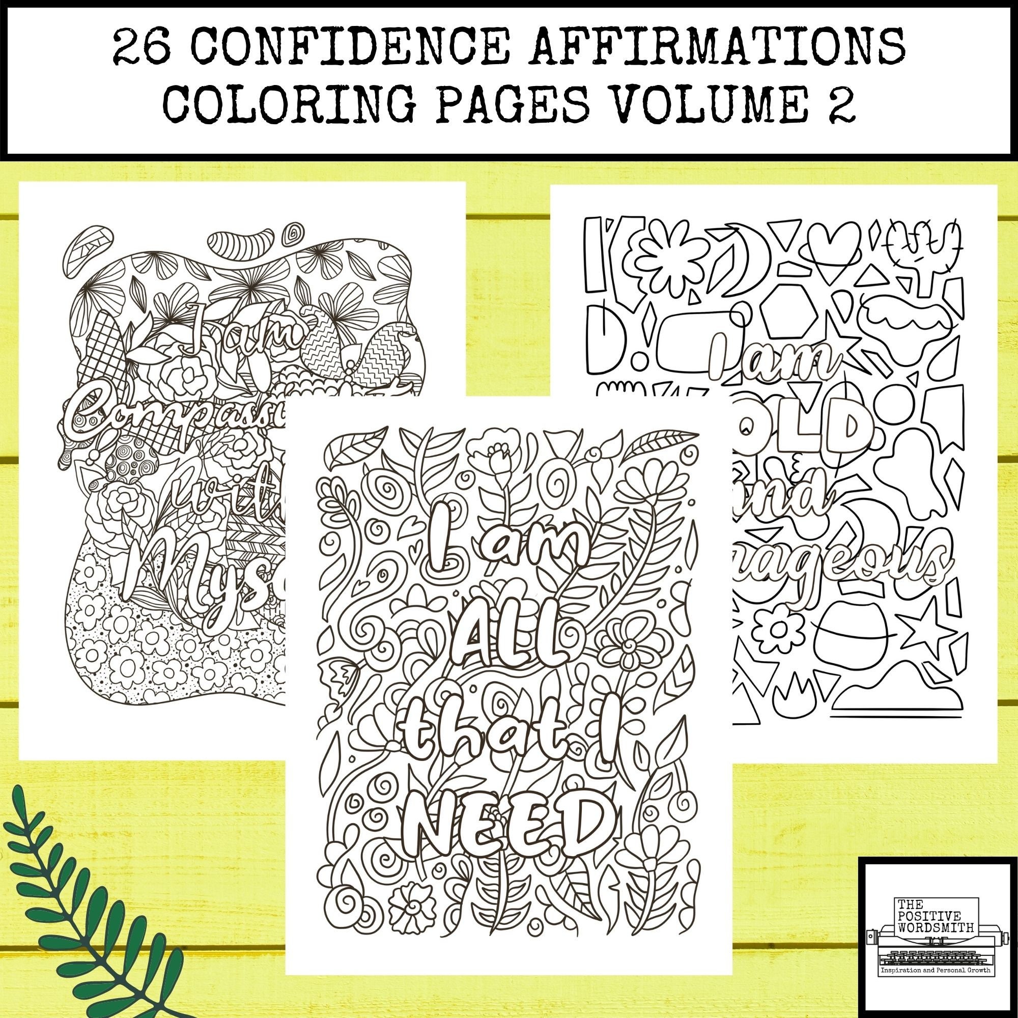 26 Confidence Affirmations Coloring Pages Volume 2, Inspirational ...