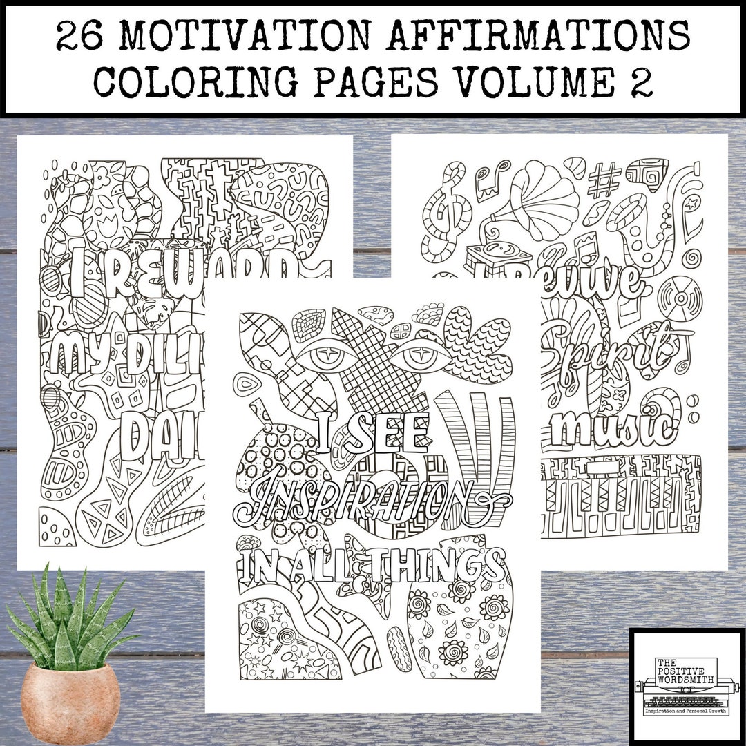 26 Motivation Affirmations Coloring Pages Volume 2, Inspirational ...