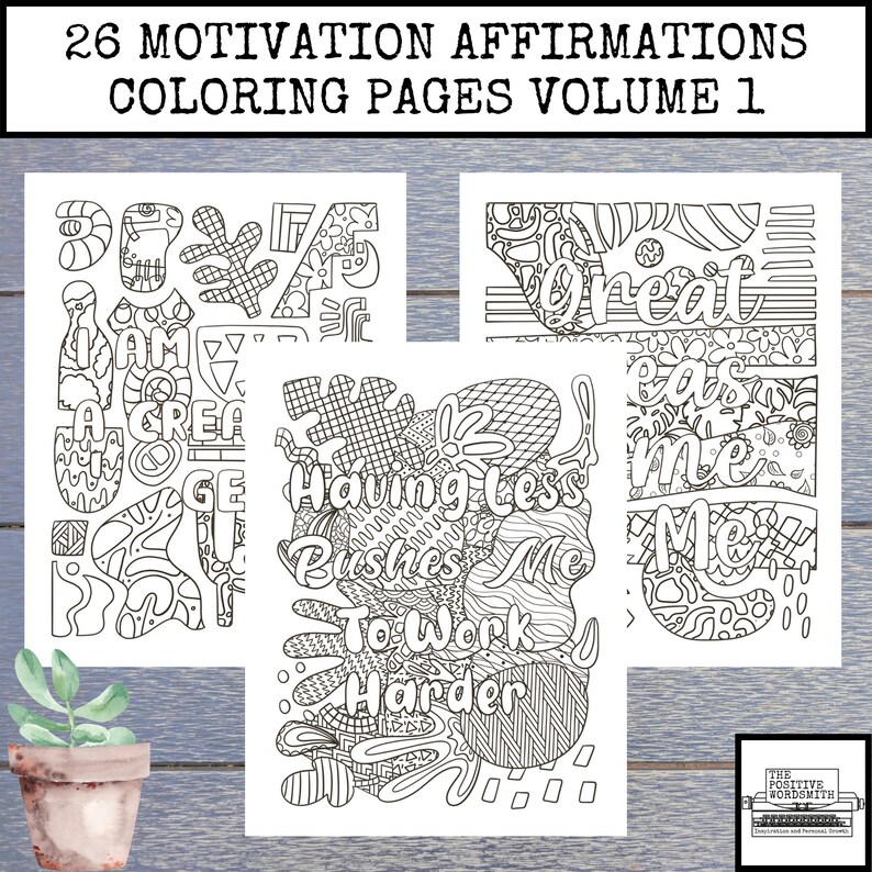 26 Motivation Affirmations Coloring Pages Volume 1, Inspirational ...