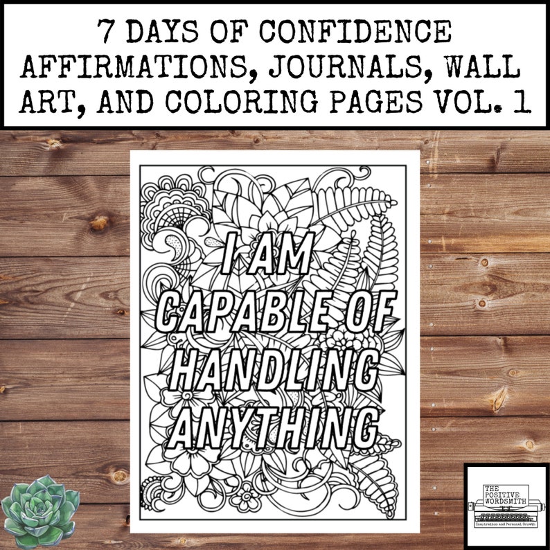 7 Days of Self-confidence Affirmations, Journals, Wall Art, and ...