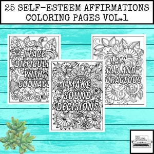 25 Self-esteem Affirmation Coloring Pages Volume 1, Inspirational ...