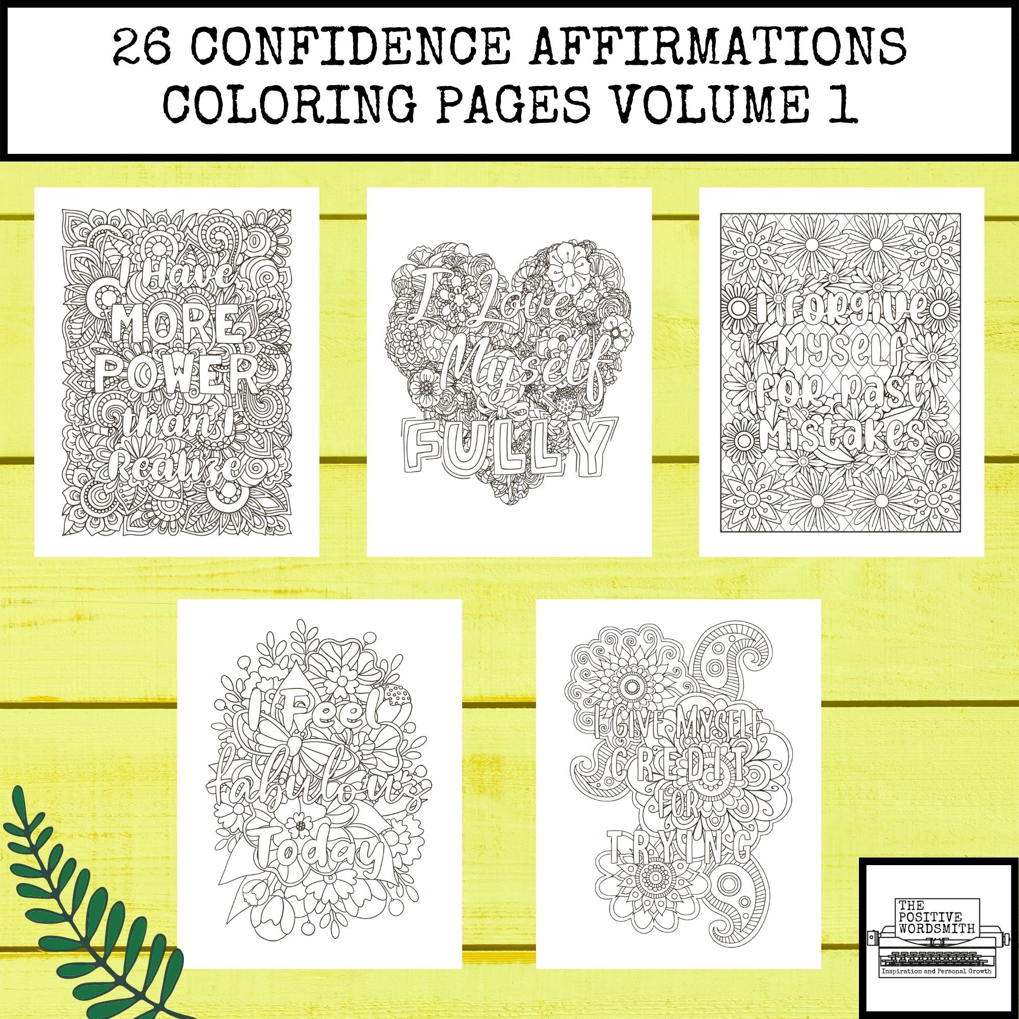 26 Confidence Affirmations Coloring Pages Volume 1, Inspirational ...